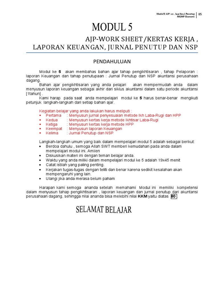 Modul 5. Ajp (Gabung DGN Kertas Kerja) | PDF
