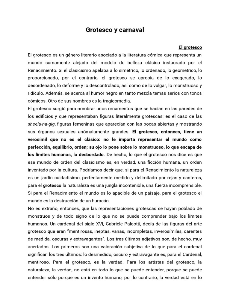 (Tutorial) Grotesco y Carnaval | PDF | Rituales | Grotesco