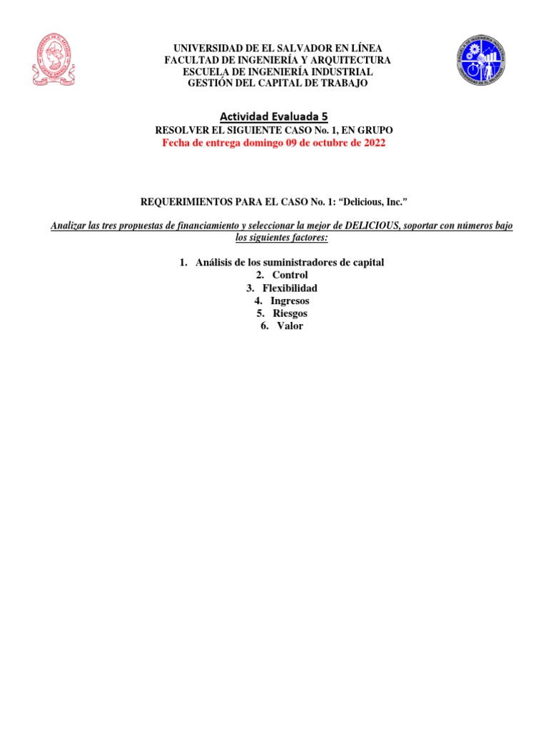 Análisis de Financiamiento para Delicious, Inc. | PDF | Compartir ...
