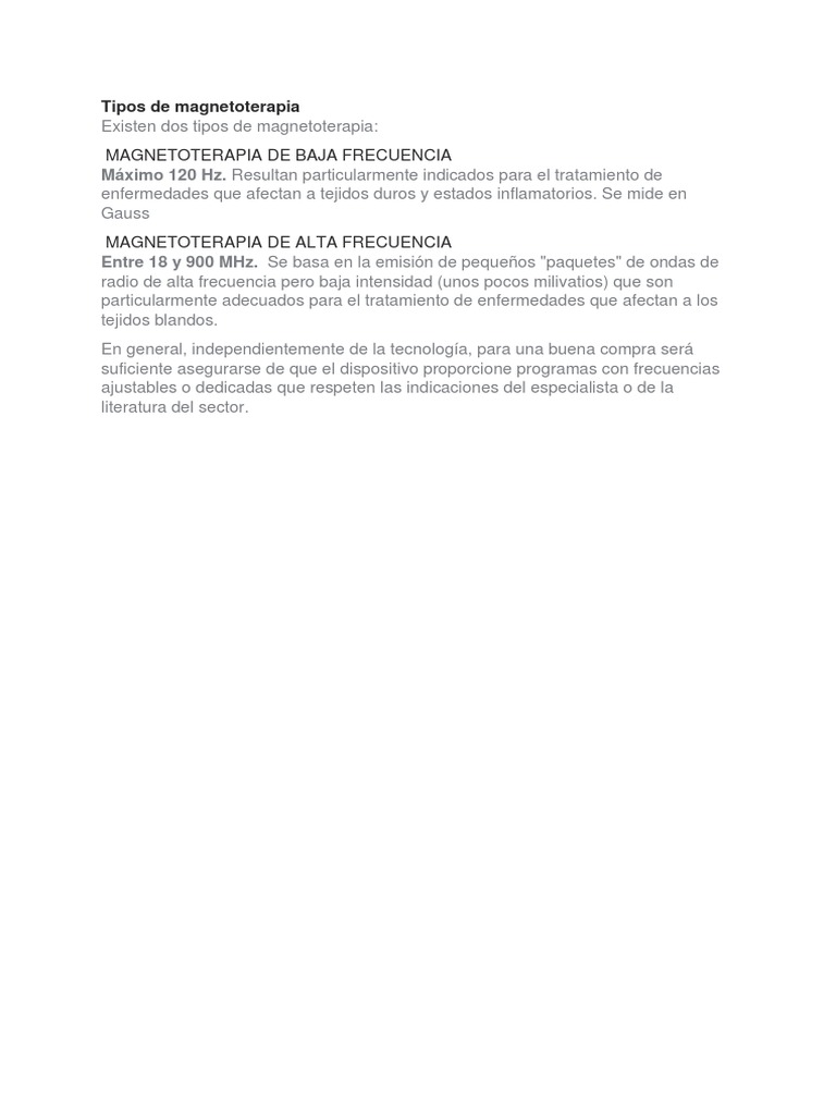 Los dos tipos principales de magnetoterapia: baja y alta frecuencia | PDF Los dos tipos principales de magnetoterapia: baja y alta frecuencia | PDF