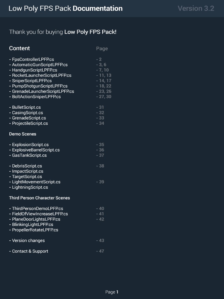 Documentation - Low Poly FPS Pack 3.2 | PDF
