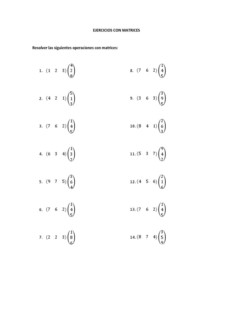 Ejercicios Con Matrices | PDF