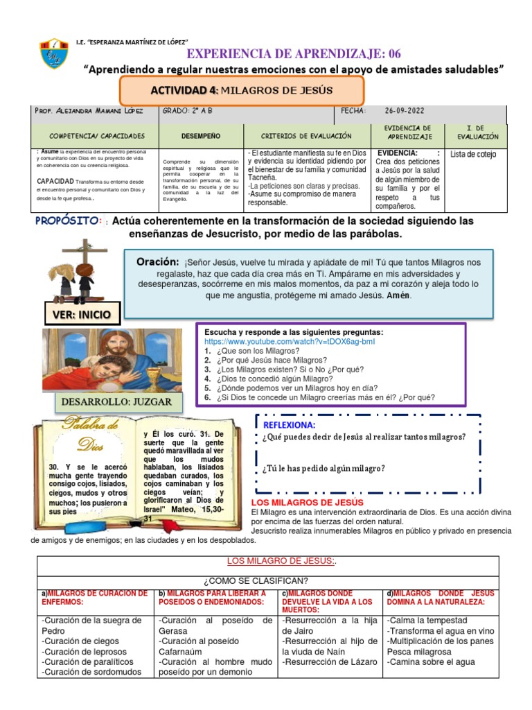 Los Milagros de Jesús Eda 6 Act 4 Segundo | PDF | Milagro | Jesús