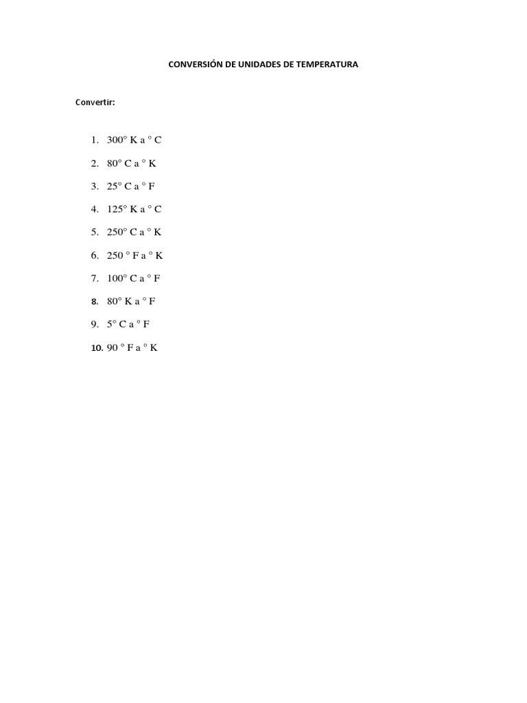 Conversión de Unidades de Temperatura | PDF