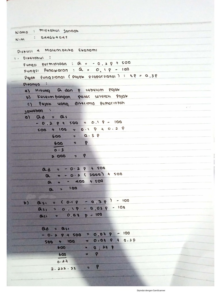 Diskusi 4 Matematika Ekonomi | PDF