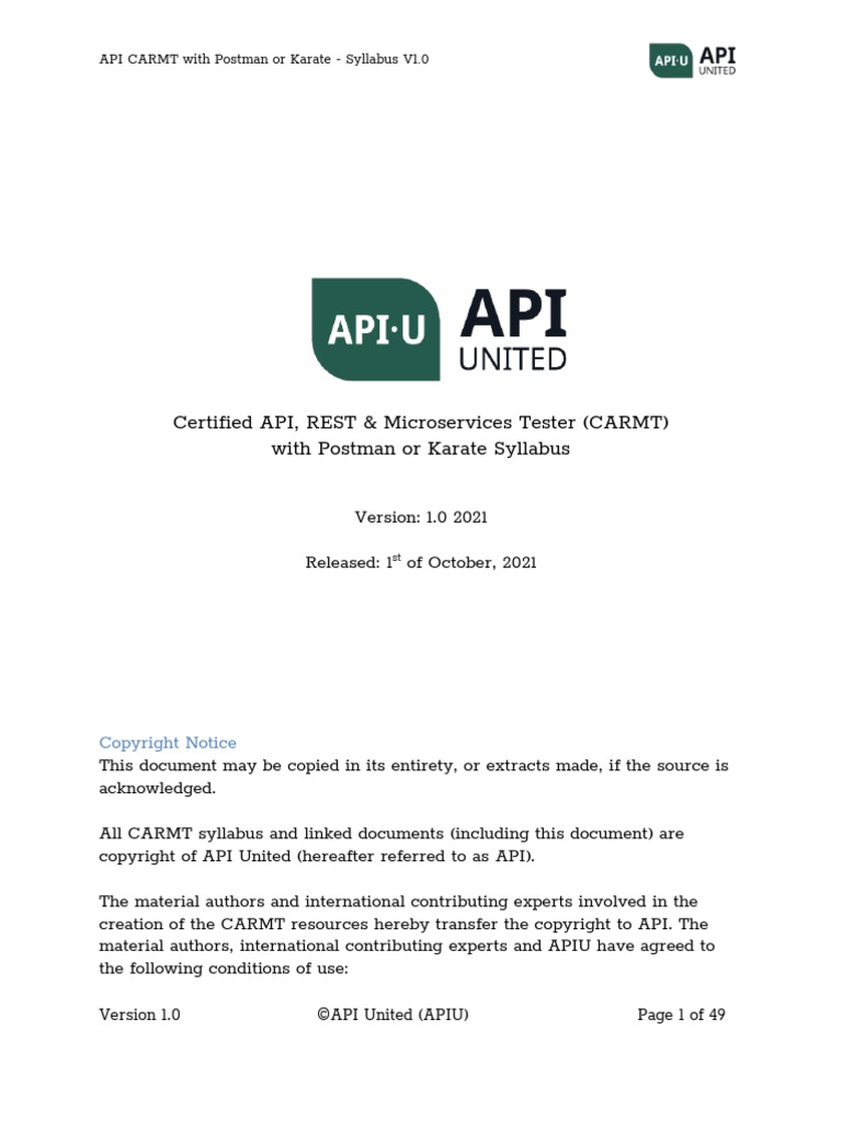 APIU CARMT Syllabus Version 1.0 - Confidential For Review Committee ...