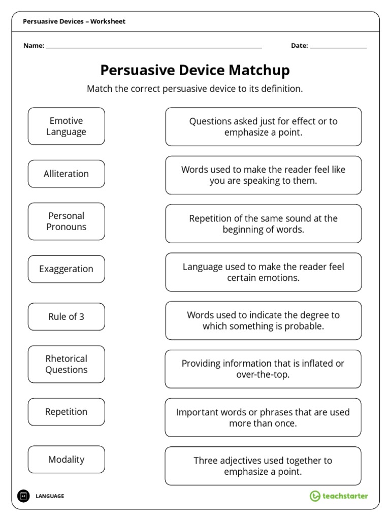 Persuasive Device Worksheets A Do Be Reader | PDF | Word | Question Persuasive Device Worksheets A Do Be Reader | PDF | Word | Question