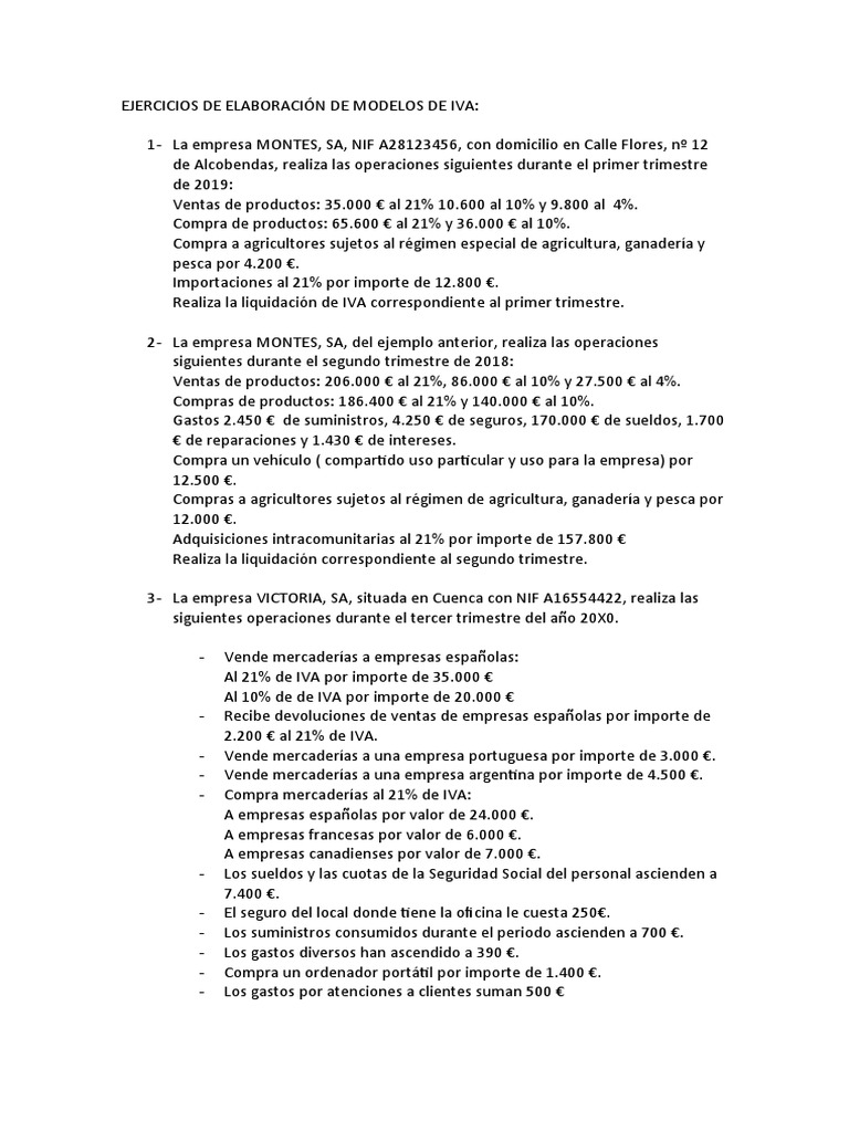 Ejercicios de Modelo de Iva | PDF | Economias