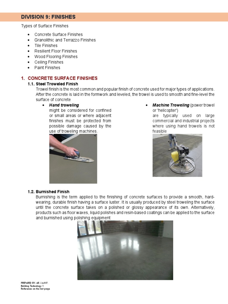 BT MODULE DIVISION 9 Finishes Part 1 | PDF | Tile | Concrete