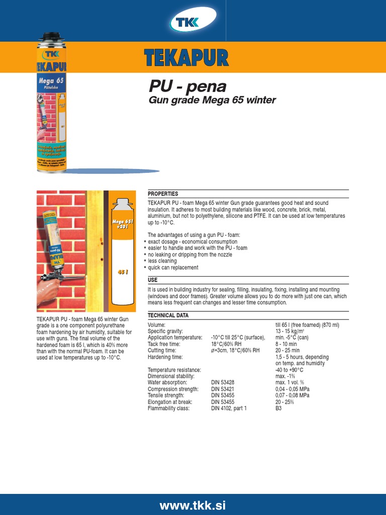 TEKAPUR PU - pena Gun grade Mega 65 winter foam insulation | PDF | Foam ...