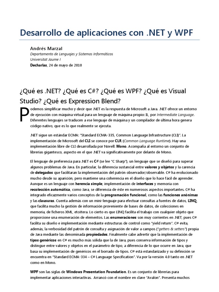 WPF | PDF | .NET Framework | C Sharp (lenguaje de programación)