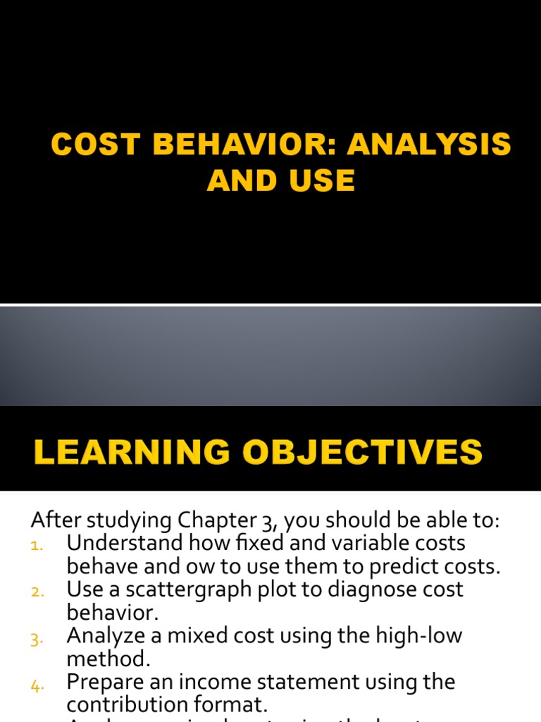 COST BEHAVIOR ANALYSIS METHODS | PDF | Statistical Analysis | Teaching Mathematics