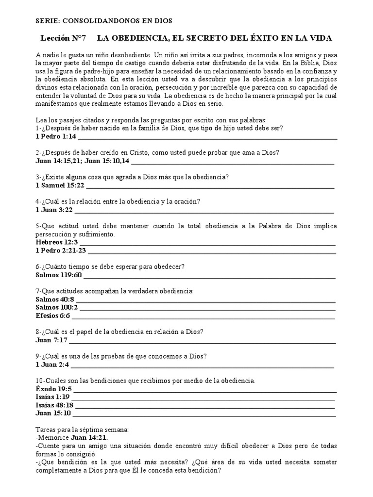 Leccion 7-LA OBEDIENCIA | PDF | Dios | Teología