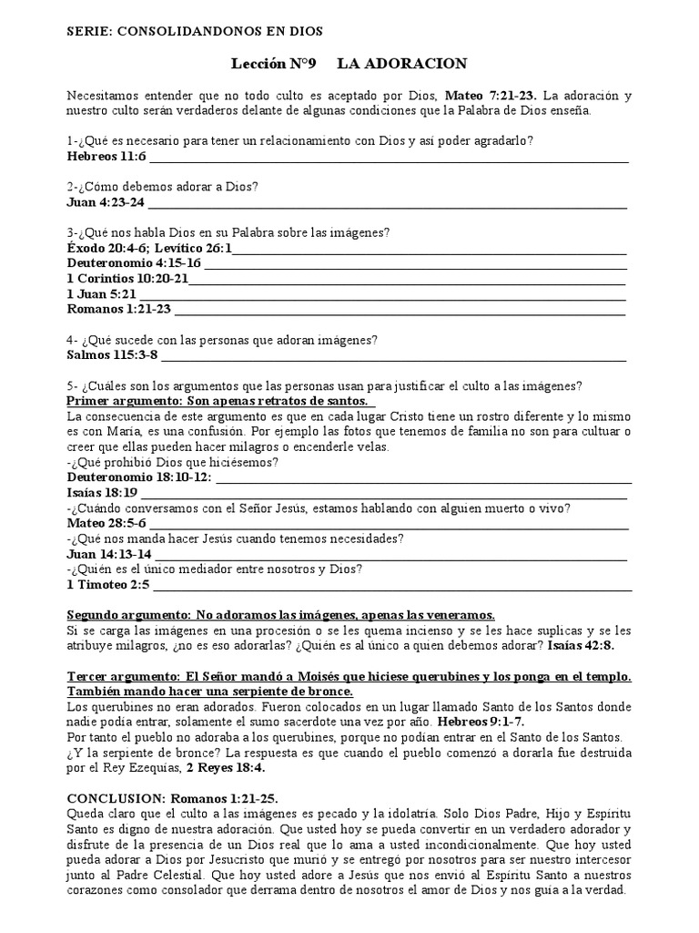 Leccion 9-LA ADORACION | PDF | Jesús | Santo Leccion 9-LA ADORACION | PDF | Jesús | Santo