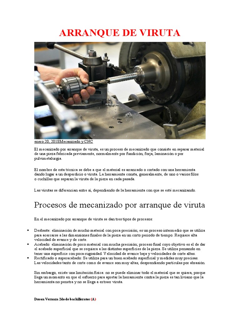 Arranque de Viruta | PDF | Mecanizado | Perforar