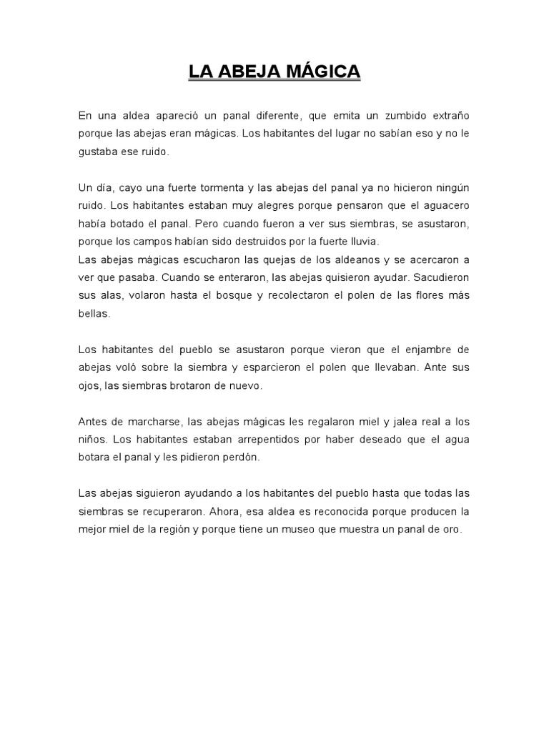 Cuento De La Abeja Mágica Pdf
