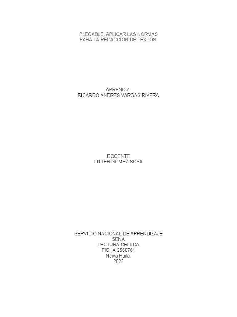 Evidencia No.3 Plegable Aplicar Las Normas para La Redaccion de Textos. | PDF | Puntuación | Coma