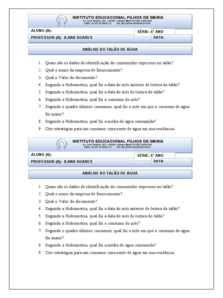 Análise Talão de Água | PDF
