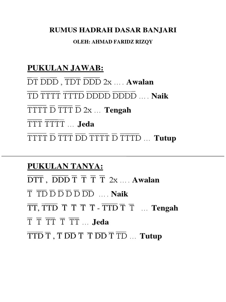 Rumus Hadrah Dasar Banjari | PDF