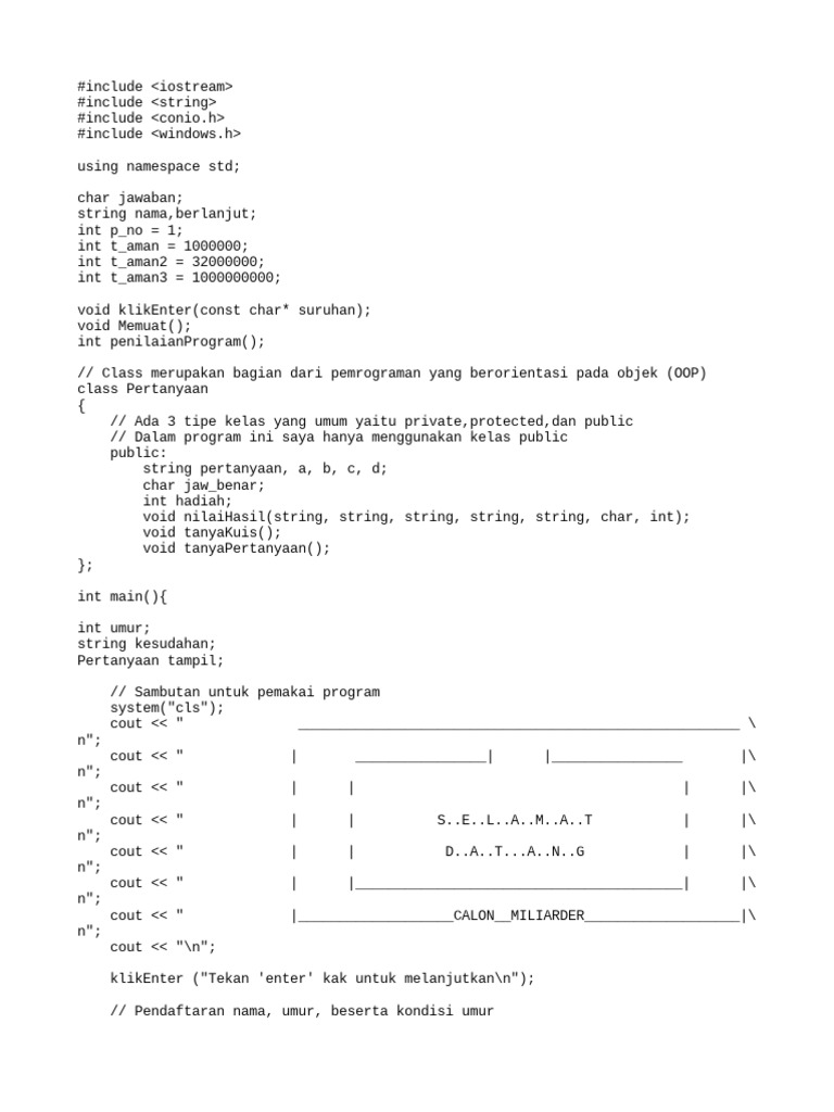 Kuis Miliarder | PDF