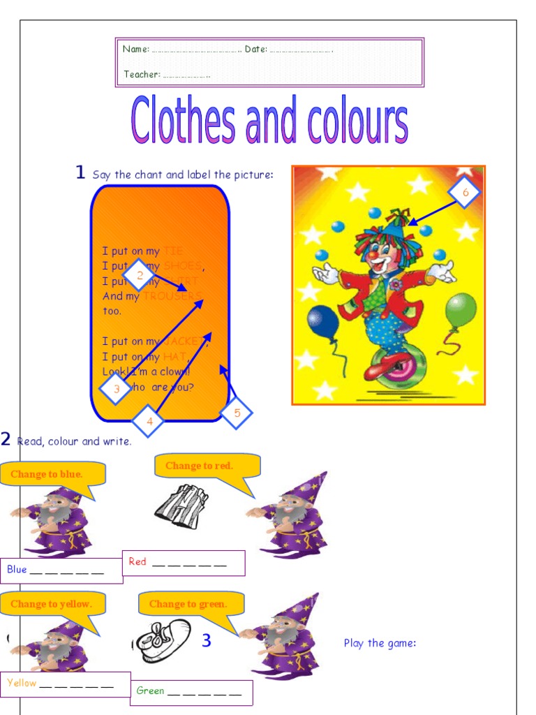 Clothing Chant and Color Activity | PDF | Sports & Recreation | Games ...