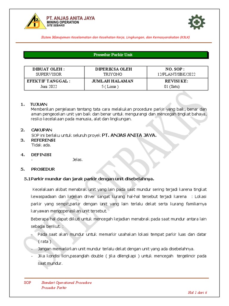 SOP - Prosedur Parkir | PDF