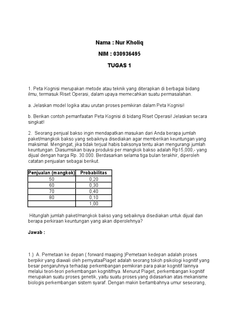 Tugas 1 Riset Operasi | PDF