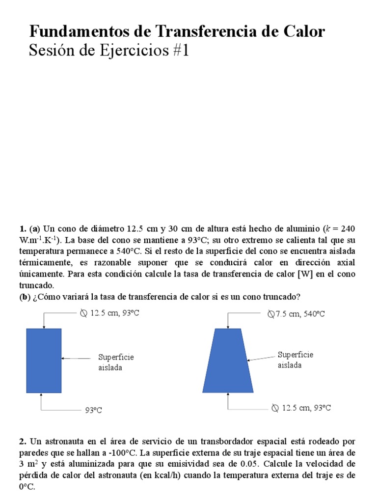 Ejercicios Sesion 1 | PDF | Convección | Transferencia de calor