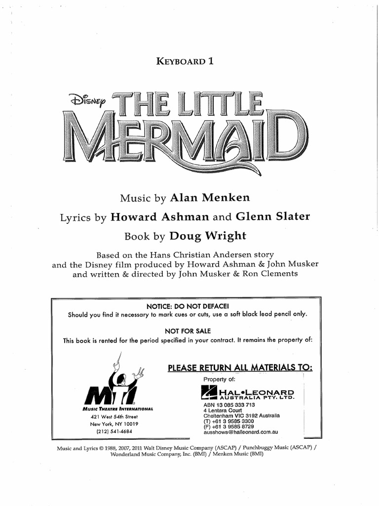 The Little Mermaid - Keyboard 1 | PDF