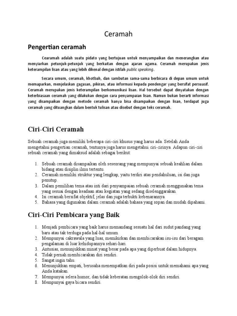 Ceramah | PDF | Karier & Perkembangan