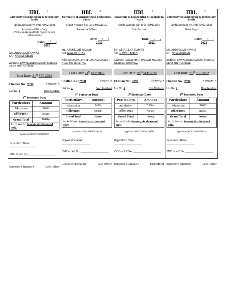 Bank Challan | PDF | Service Industries
