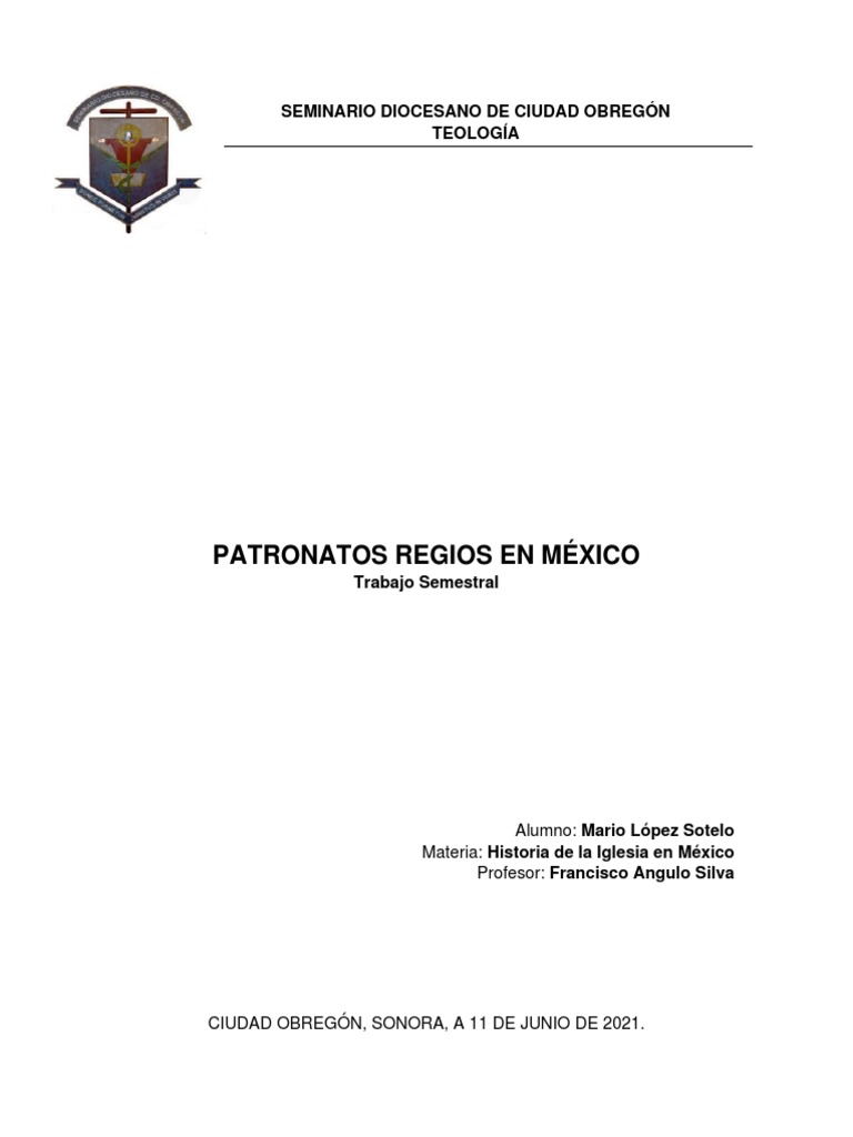 Patronato Real en la Iglesia Mexicana | PDF | Iglesia Católica