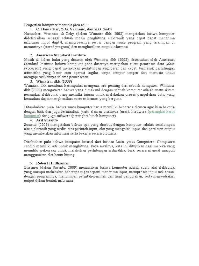 Tambahan Definisi Komputer Menurut para Ahli | PDF