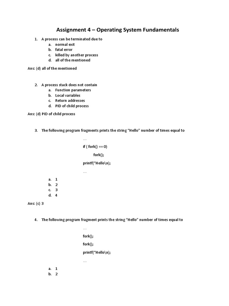 Assignment 4 - OSF | PDF | Process (Computing) | Kernel (Operating System)