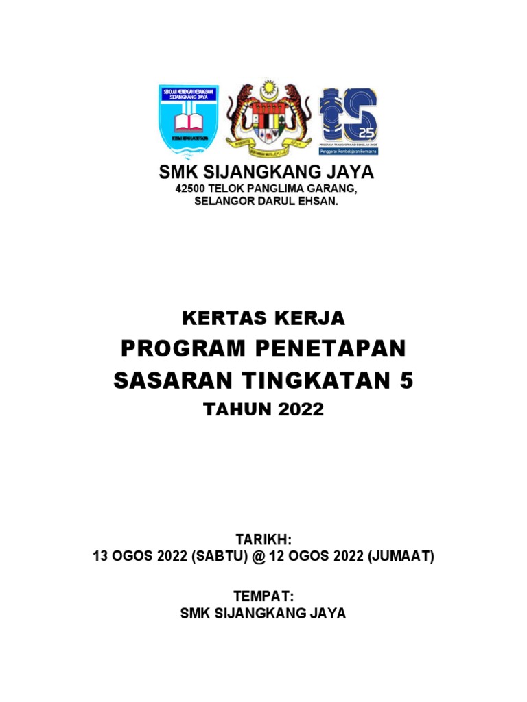 Program Penetapan Sasaran Tingkatan 5: SMK Sijangkang Jaya | PDF
