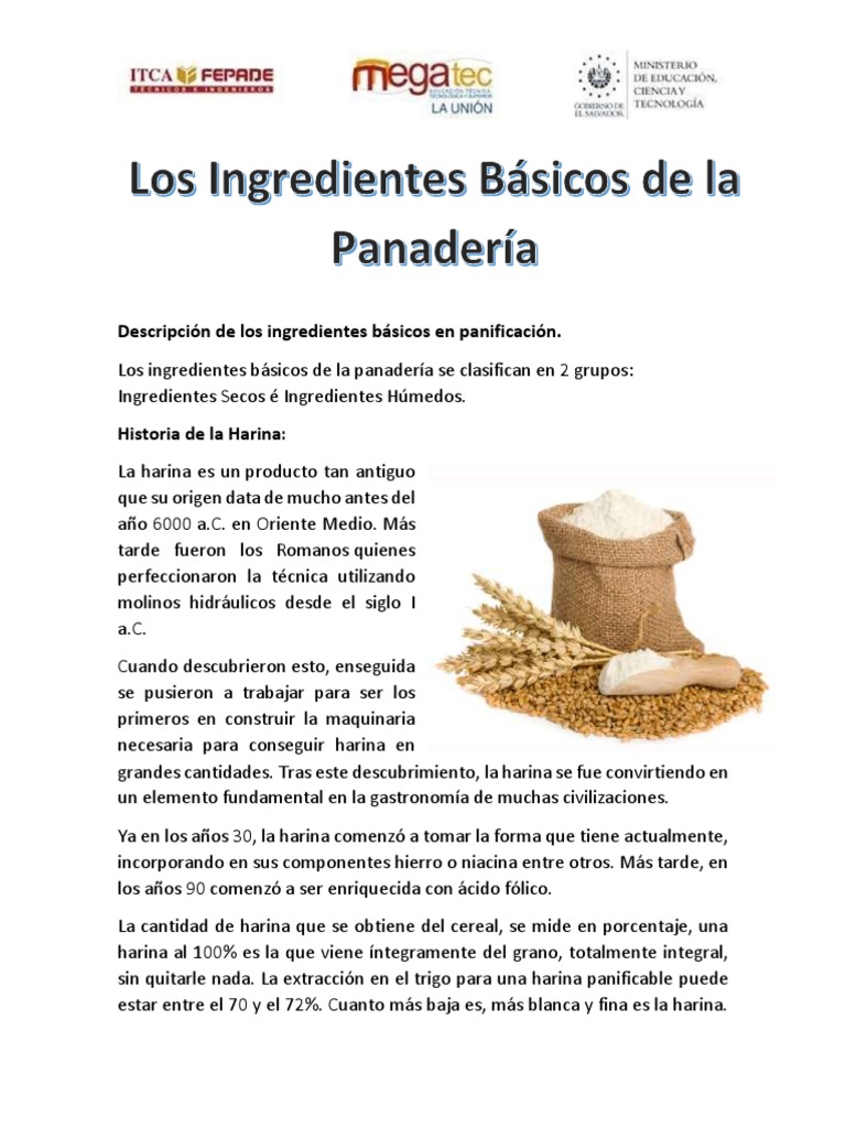Ingredientes Básicos en Panadería | PDF | Panes | Trigo