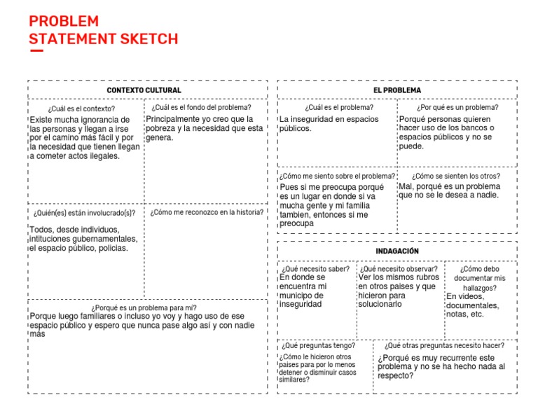 Problem Statement Sketch: Contexto Cultural El Problema | PDF