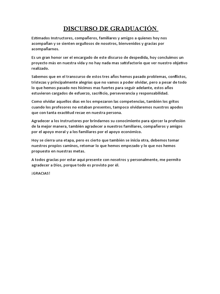 DISCURSO DE GRADUACIÓN | PDF