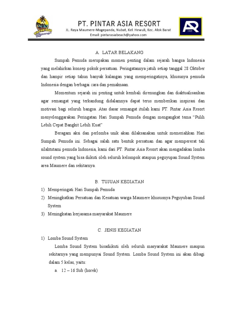 Proposal Lomba Sound | PDF