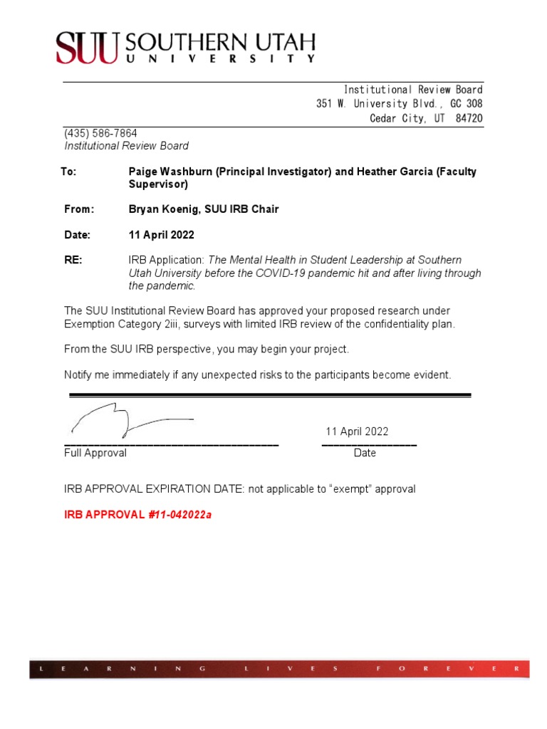 Washburn Approval Letter | PDF