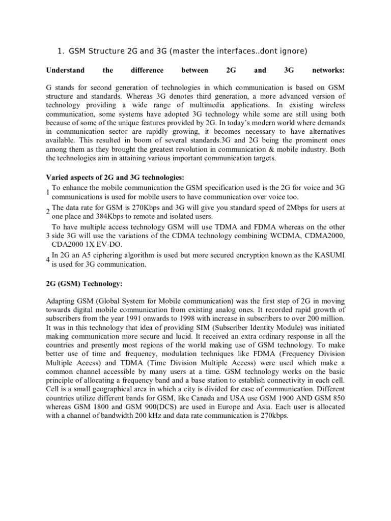 GSM Structure 2G and 3G | PDF