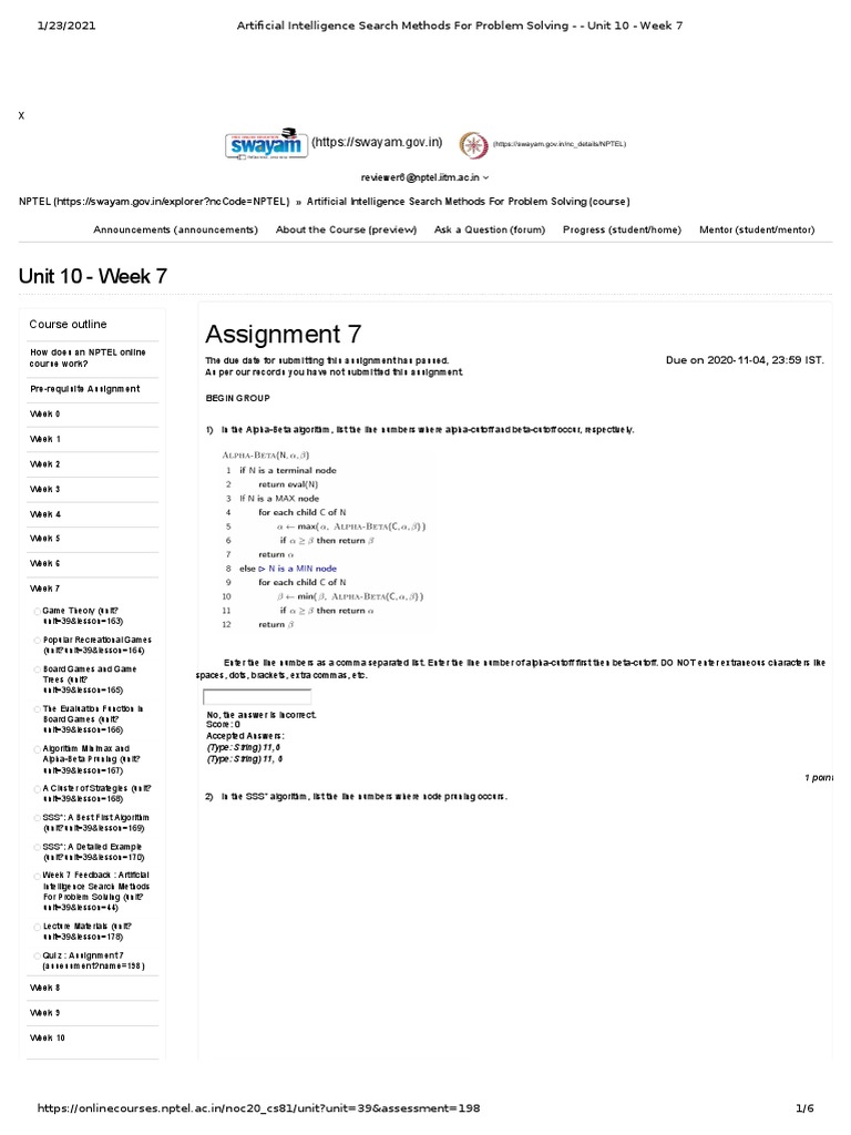 Noc20 Cs81 Assignment 01 Week 07 | PDF | Algorithms | Computer Science Noc20 Cs81 Assignment 01 Week 07 | PDF | Algorithms | Computer Science