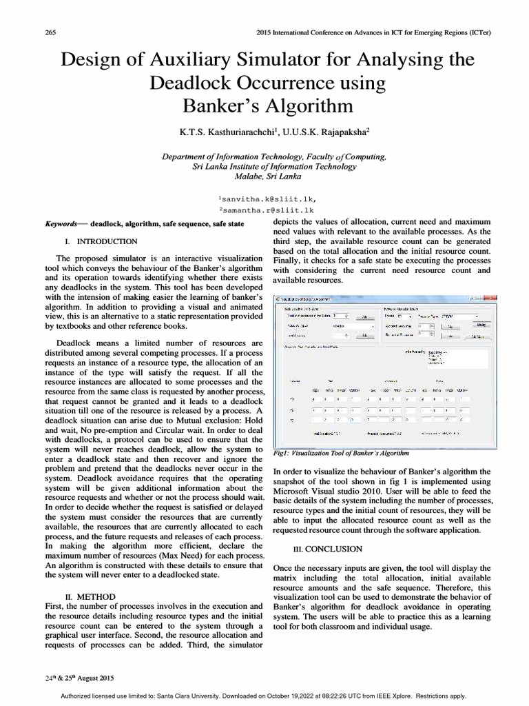 Design of Auxiliary Simulator For Analysing The Deadlock Occurrence Using Bankers Algorithm ...
