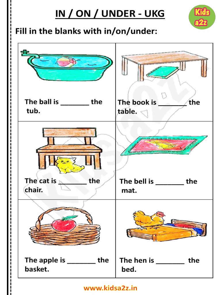 In On Under Ukg English Worksheet 1 | PDF