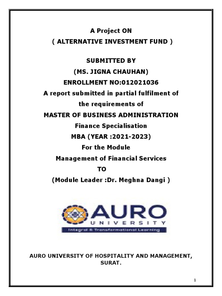 Project Aif (Meghna Maam) | PDF | Investing | Investment Fund