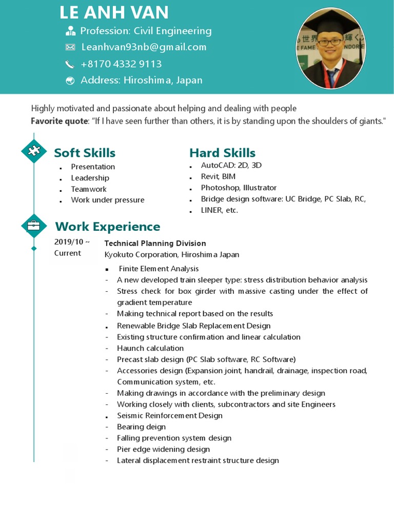 Le Anh Van-Resume CV | PDF | Engineering | Civil Engineering