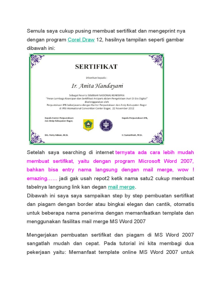 Cara Buat Bingkai Piagam | PDF