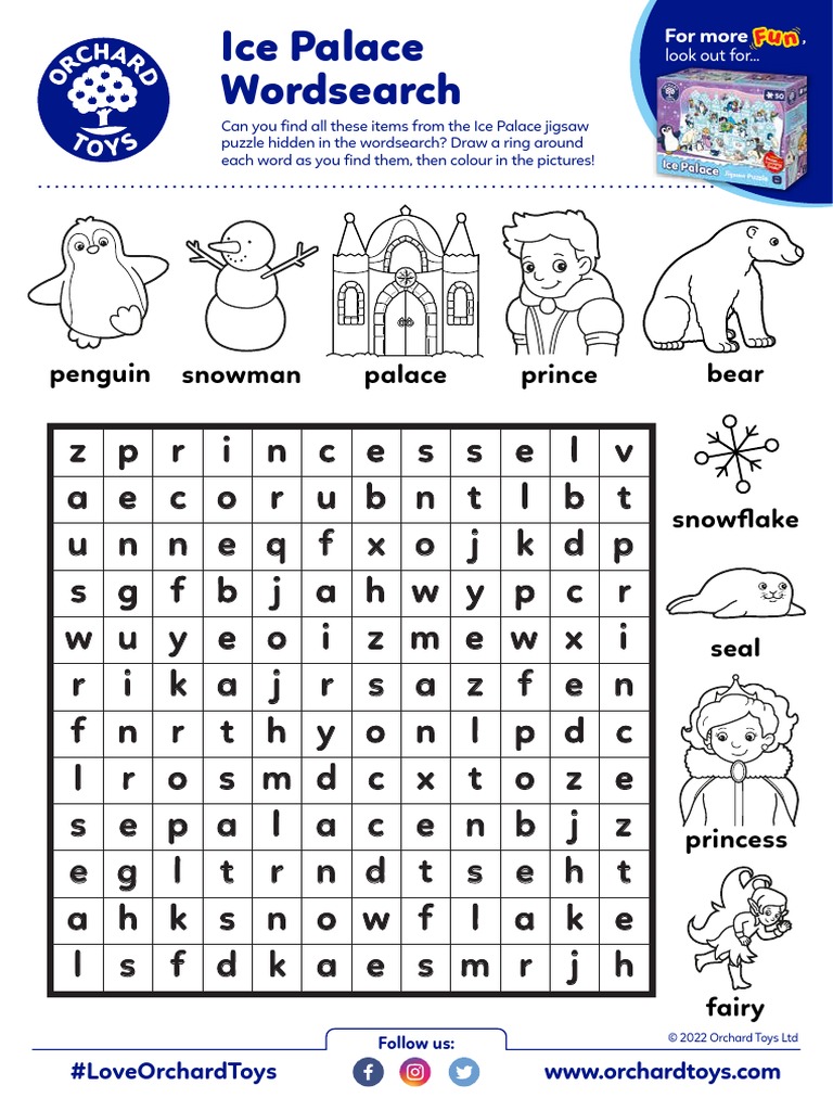 Ice Palace Wordsearch Activity Sheet | PDF | Word Search | Word Puzzles