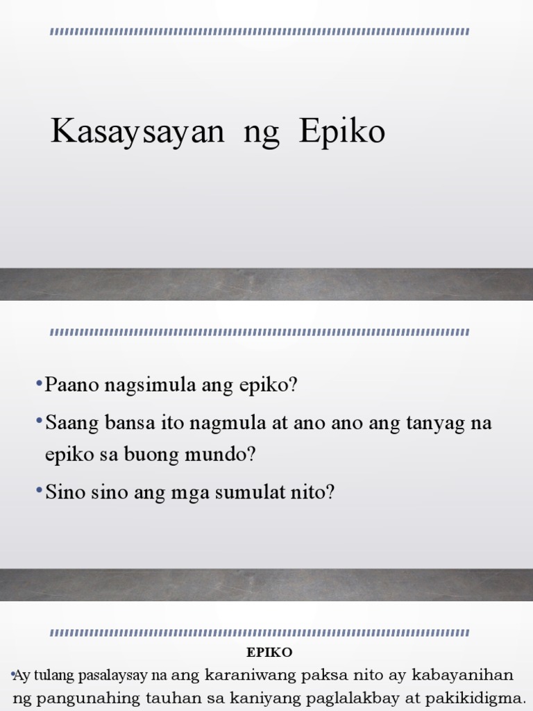 Kasaysayan NG Epiko | PDF