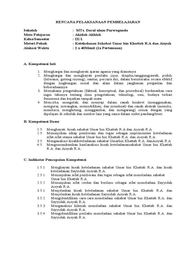 RPP Umar | PDF | Karier & Perkembangan | Kajian Bahasa Asing